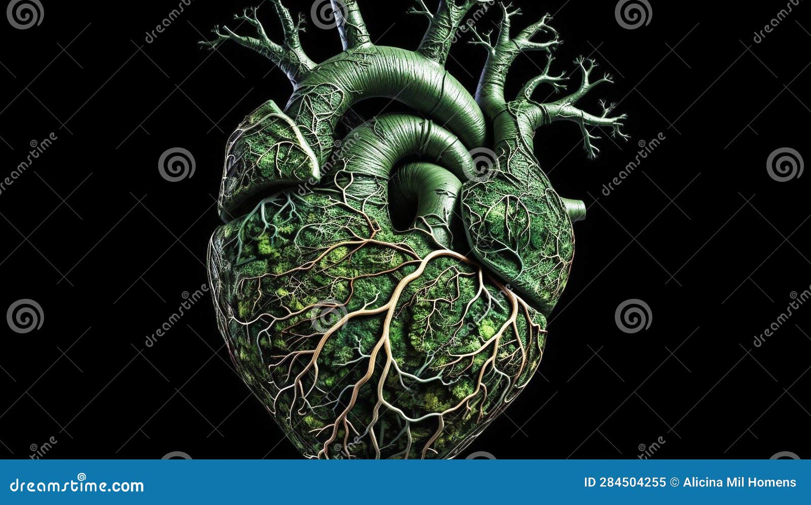 Anatomical Human Heart Formed by Leaves and Tree Branches. AI Generated ...