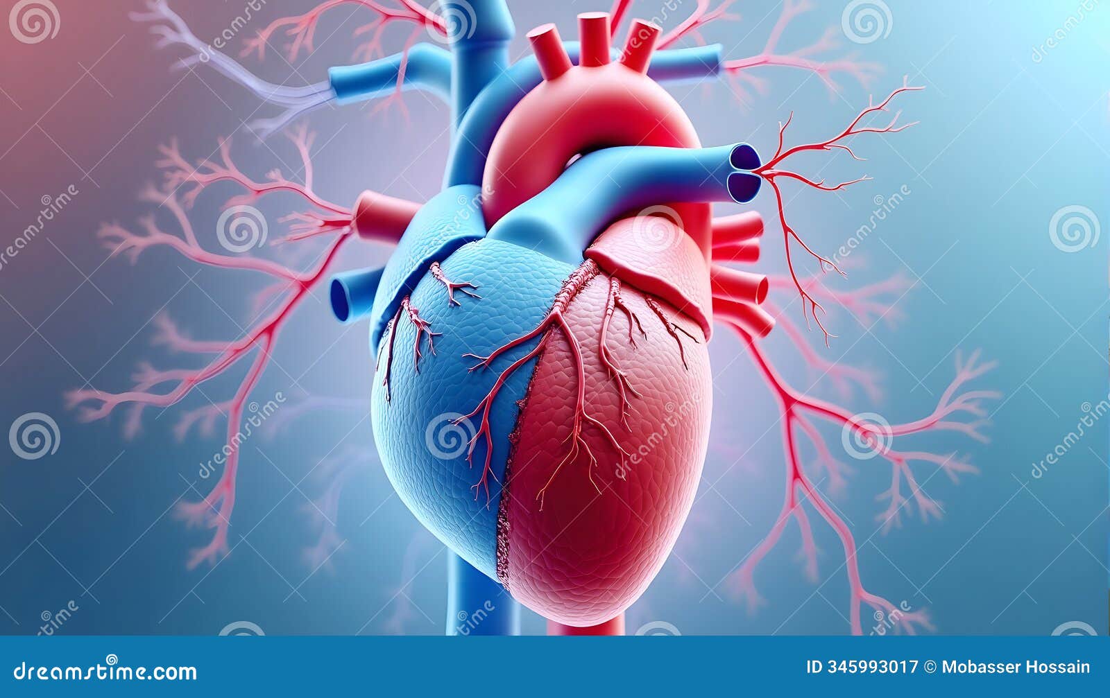 Anatomical Human Heart, Split Design, Red and Blue Halves Stock ...