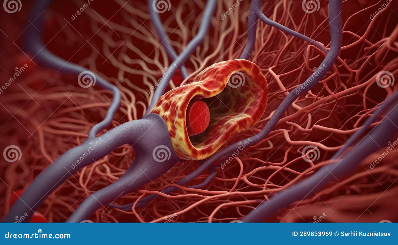Anatomical Human Venous System Close-up, Dark Background. AI Generated ...