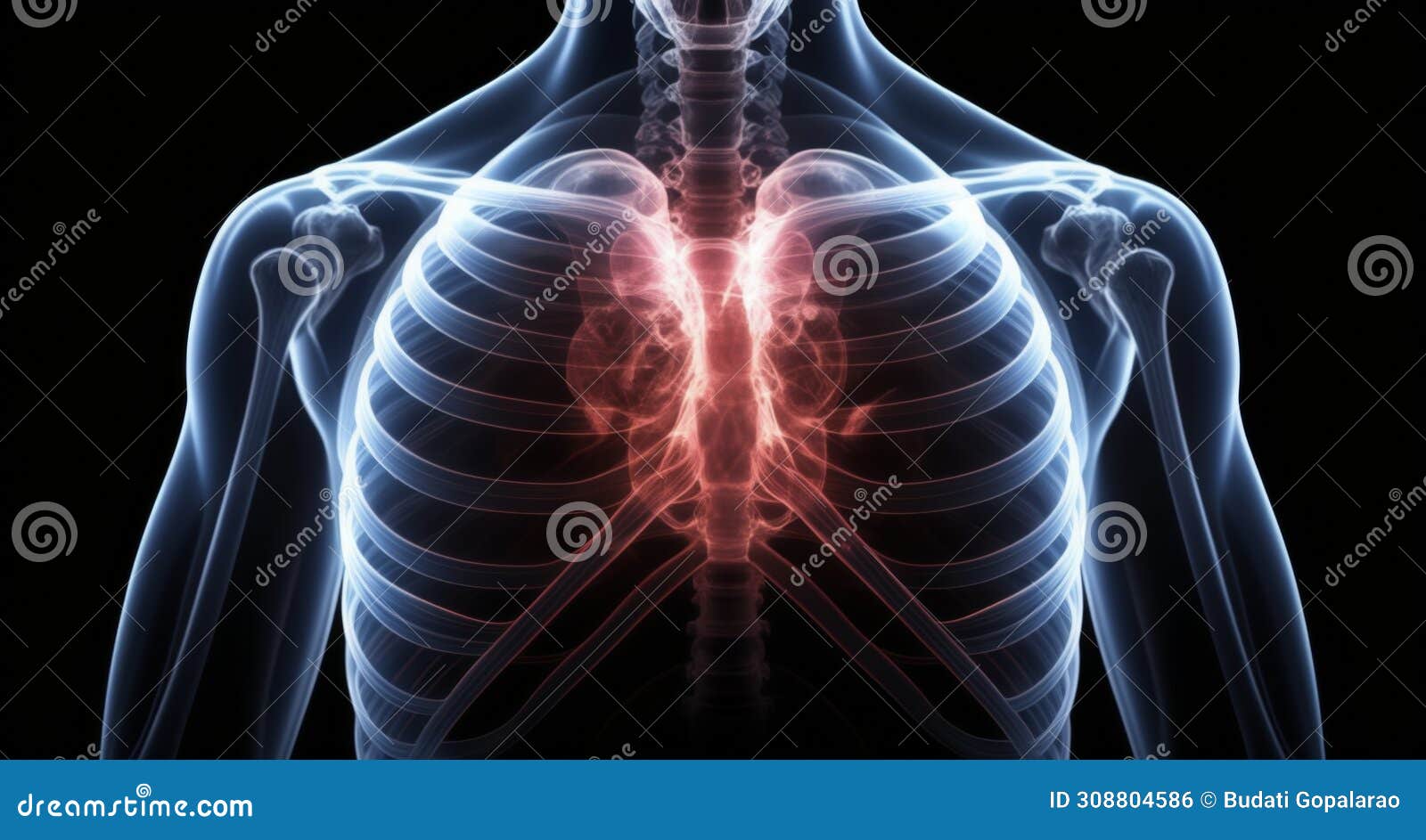 Anatomical Illustration of Human Torso with Highlighted Internal Organs ...