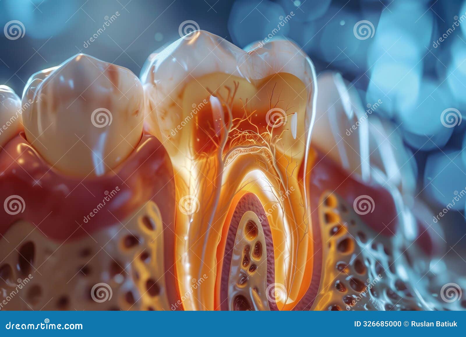 Anatomical Intricacy: Tooth Structure, Nerve, With A Visible ...