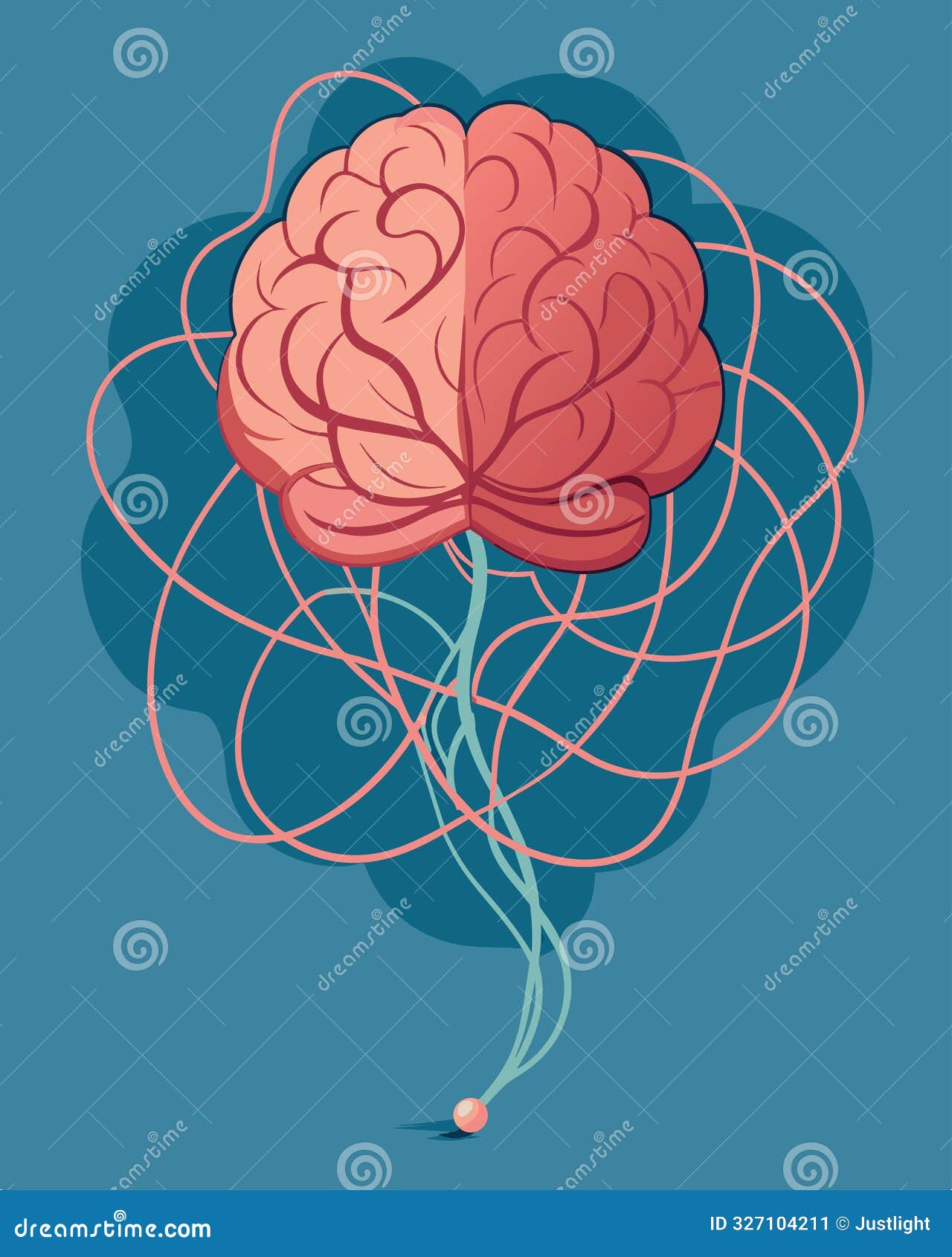 An Anatomical Model Of A Brain With The Pathways Made Of Tangled ...