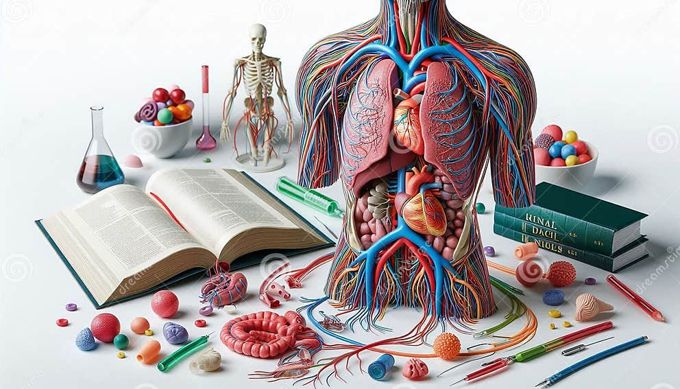 Anatomical Model with Educational Elements Stock Illustration ...