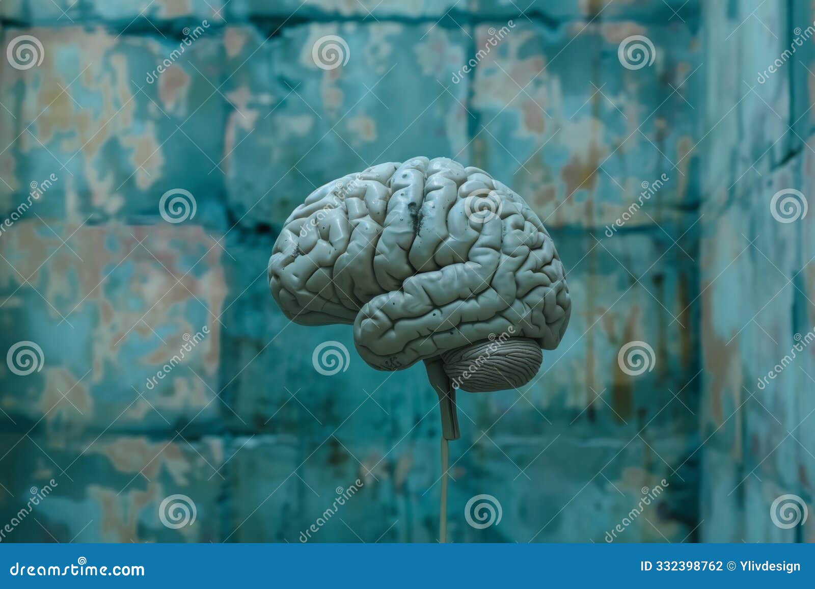 Anatomical Model of Human Brain Displayed on Blue Background Stock ...
