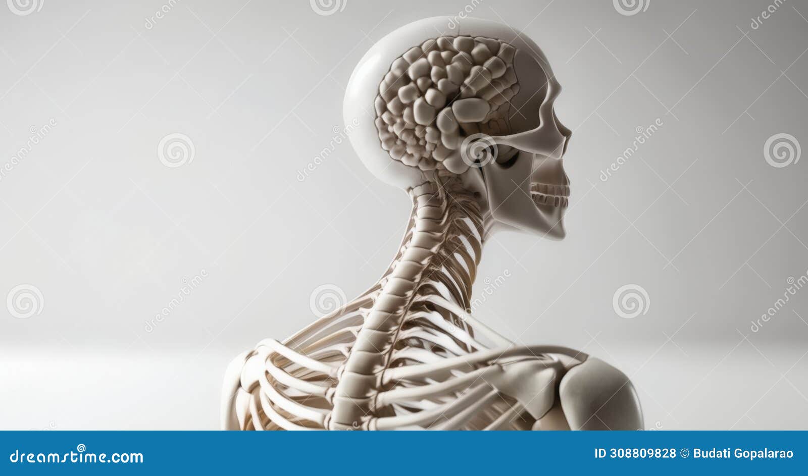 Anatomical Precision - 3D Rendering of a Human Head and Neck Skeleton ...