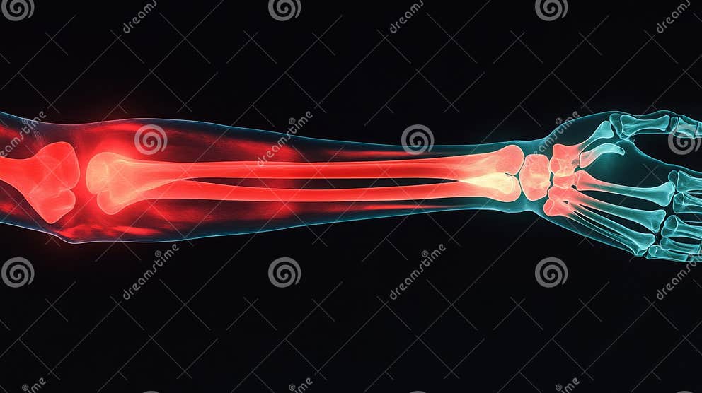 Visualization of a Human Forearm with Highlighted Bones and Muscles for ...