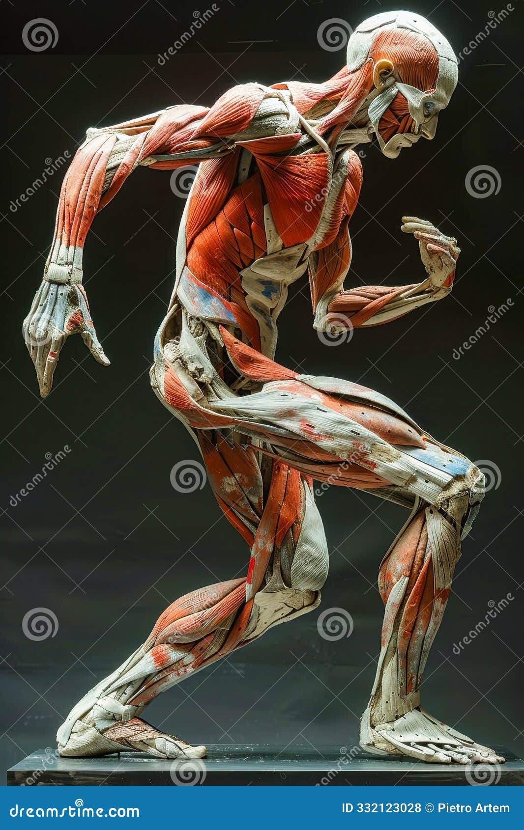 Anatomical Study of a Human Figure in a Dynamic Pose Stock Illustration ...