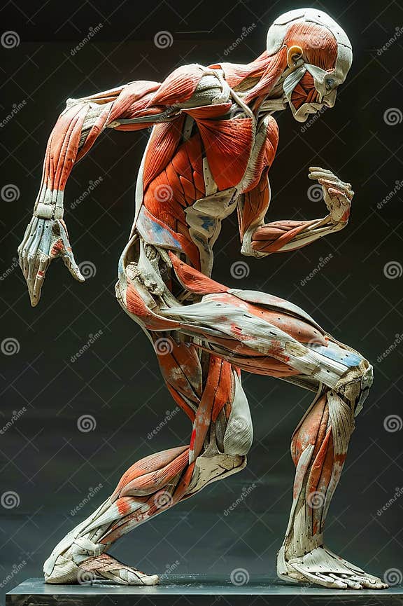 Anatomical Study of a Human Figure in a Dynamic Pose Stock Illustration ...