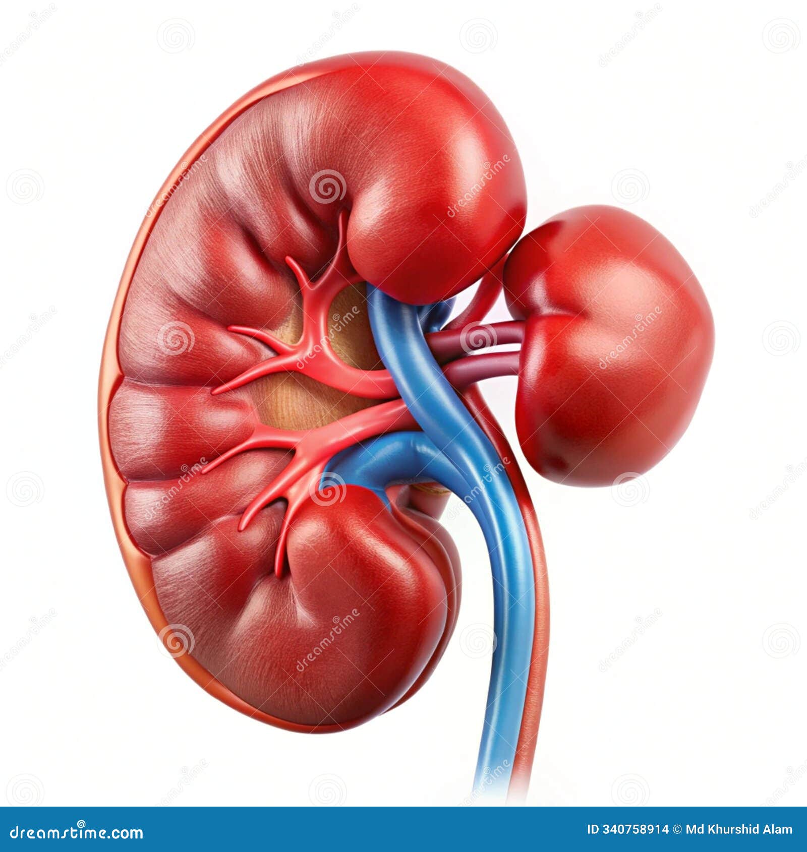 Anatomically Accurate Depiction of the Human Kidney, Illustrating the ...