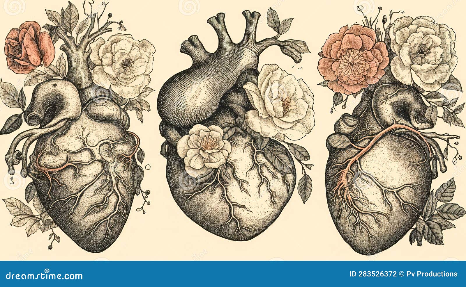 Anatomische Herzen Mit Blumen Karte Design Generative Ai. Stock ... Anatomische Herzen Mit Blumen Karte Design Generative Ai. Stock ...
