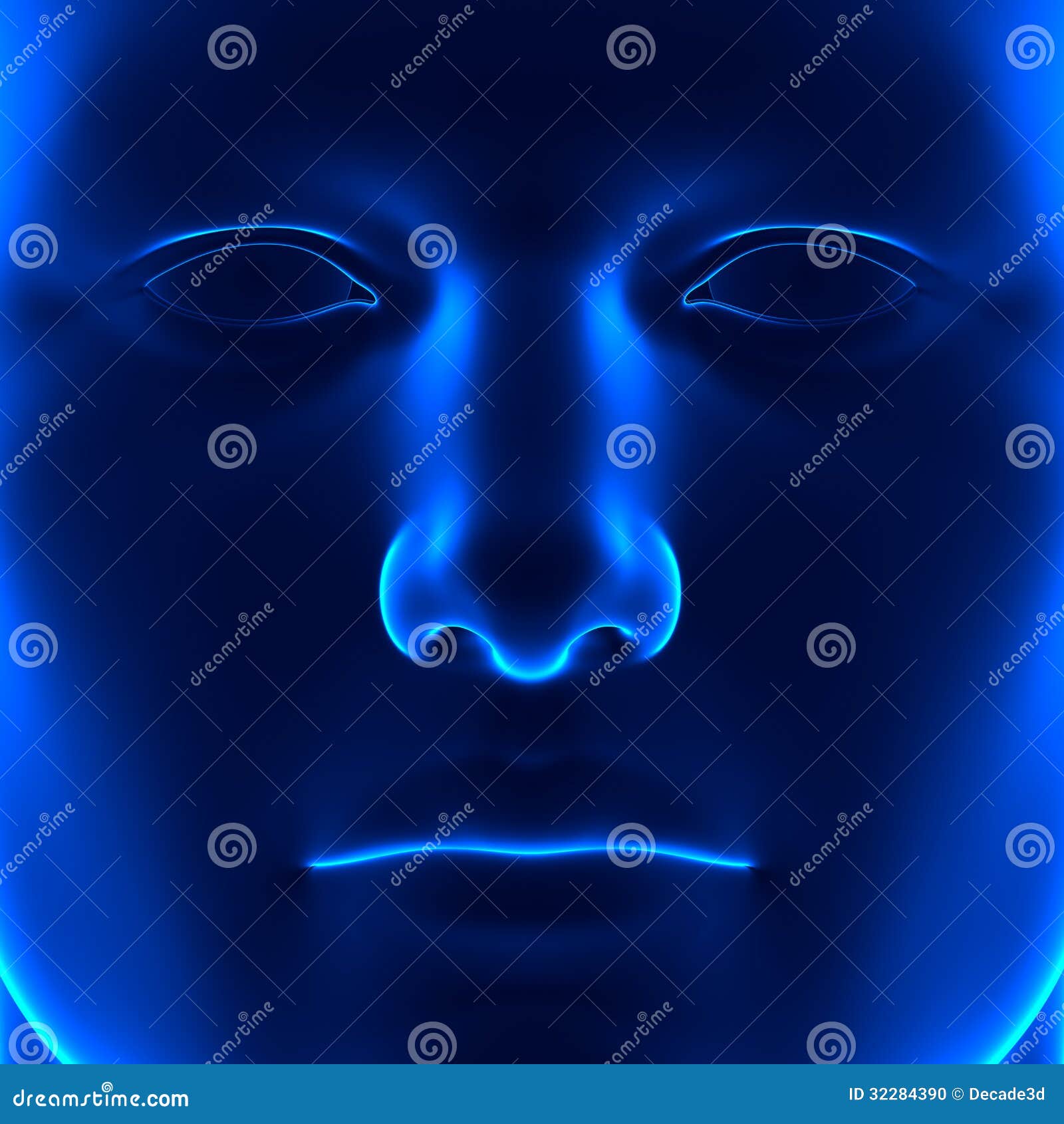 Anatomy Face - Front View - Blue Concept Stock Illustration ...