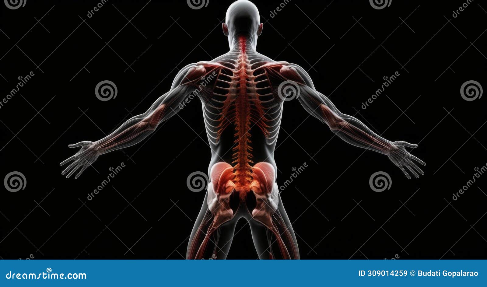 Anatomy of a Human Back in 3D Stock Illustration - Illustration of ...