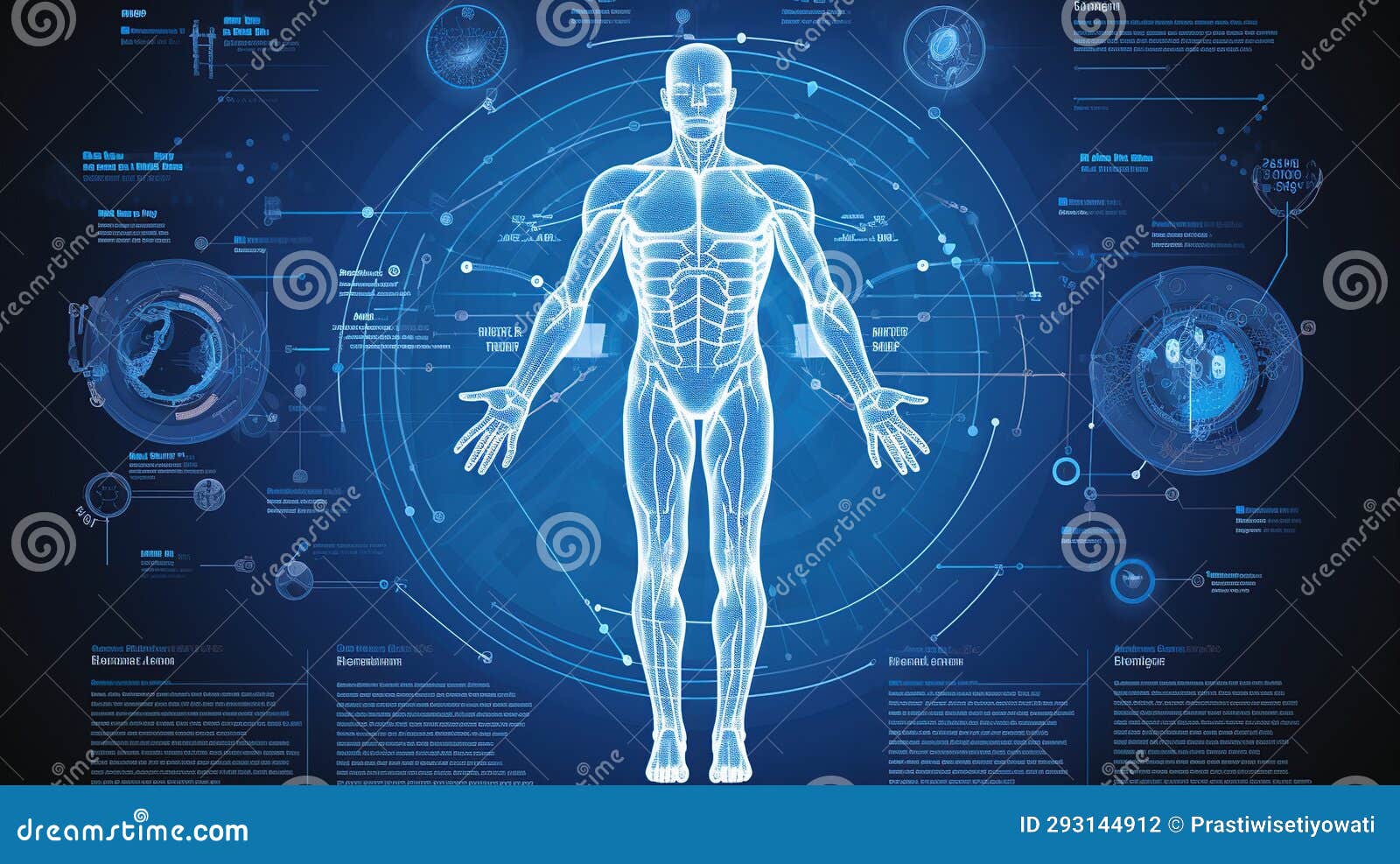 Anatomy Human Body Robot Digital Circuit Technology.AI Generated Stock ...