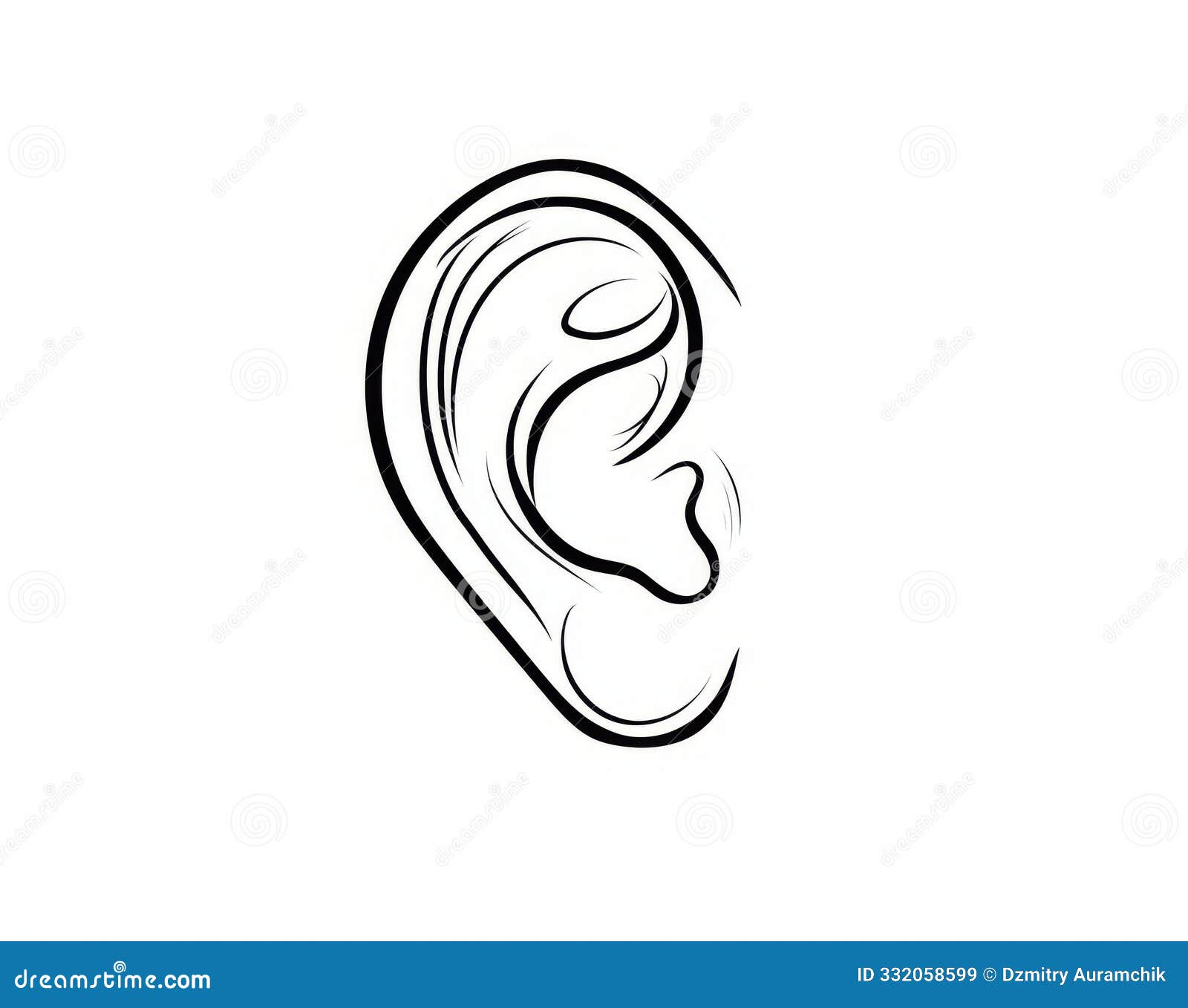 Anatomy of the Human Ear, Continuous One Line Drawing. Editable Strokes ...