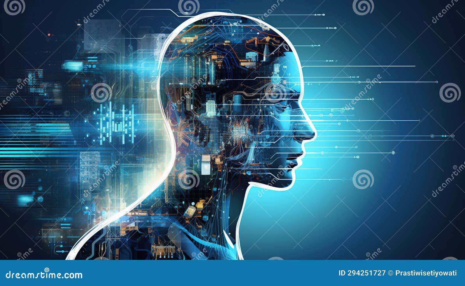 Anatomy Human Head with Digital Technology. AI Generated Stock ...