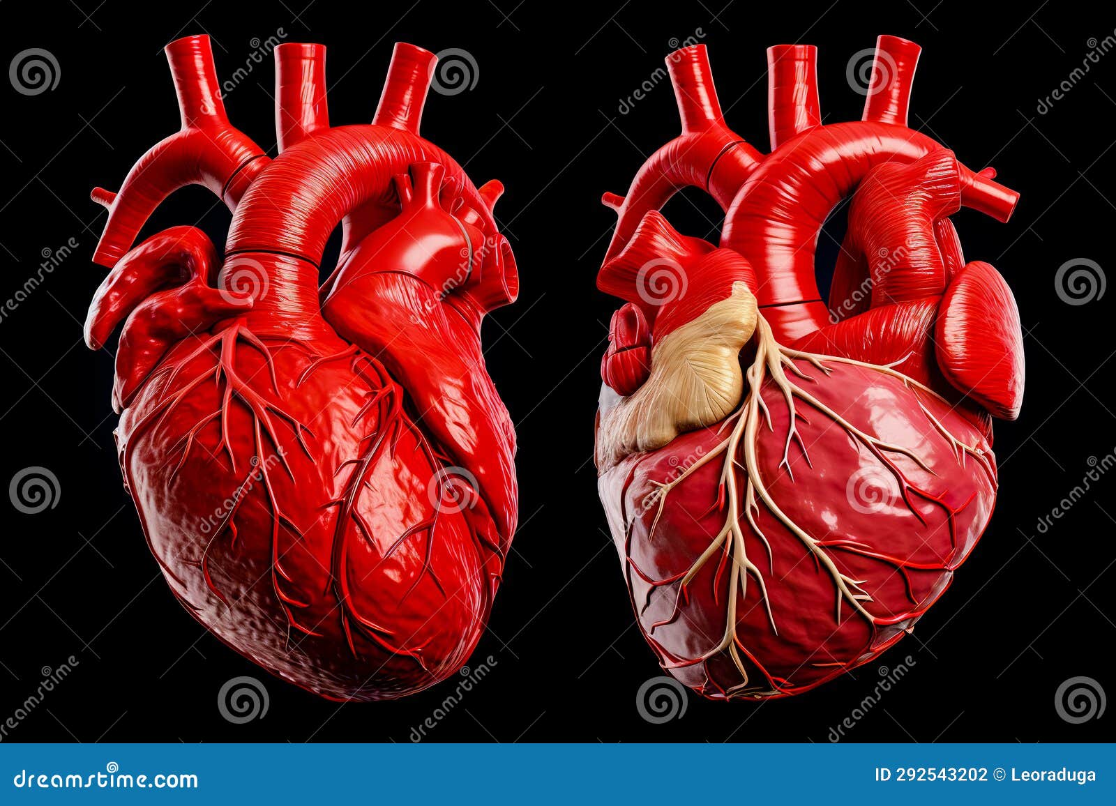 Anatomy of a Human Heart, Front and Side View. Generative AI Stock ...