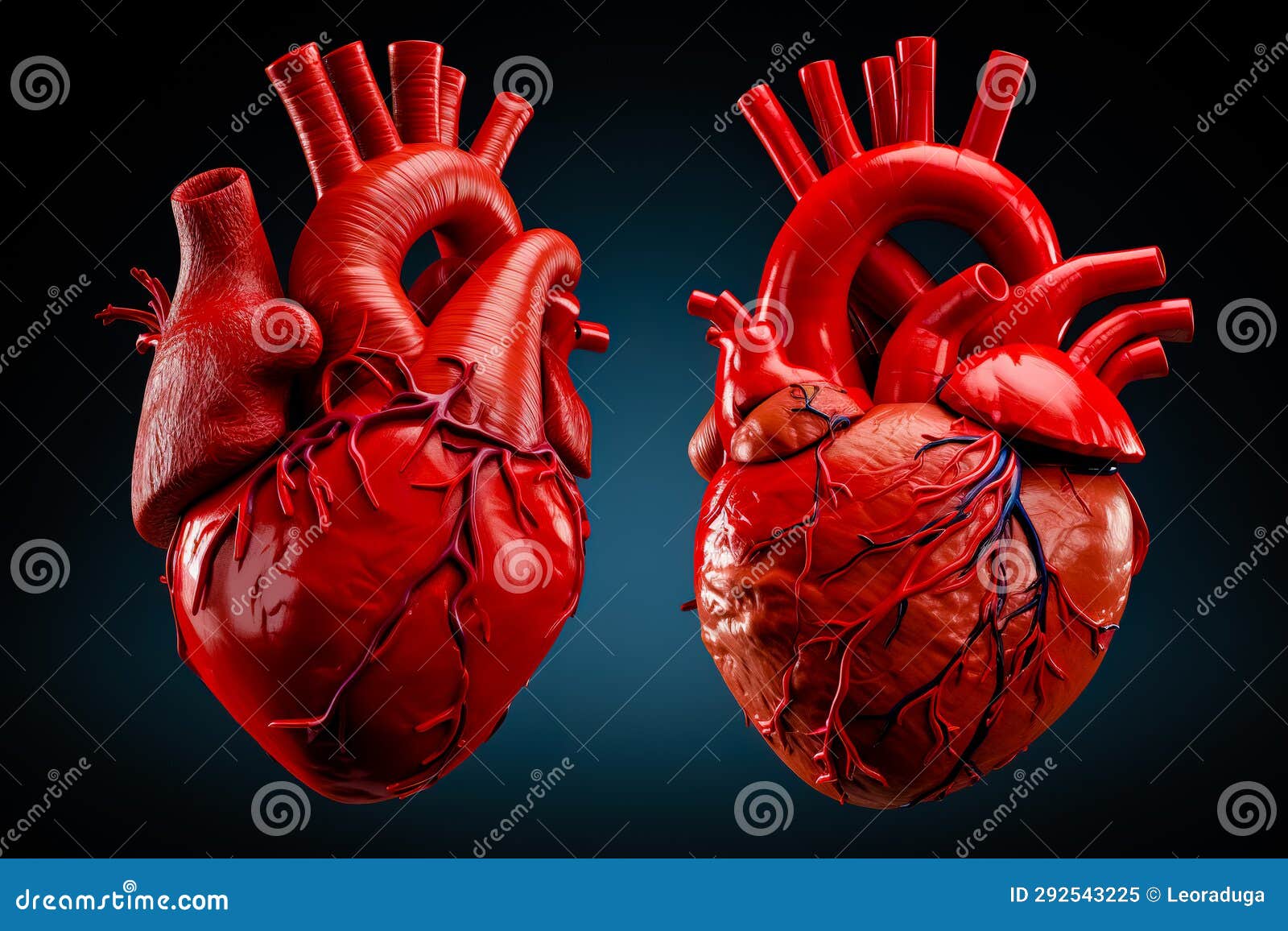 Anatomy of a Human Heart, Front and Side View. Generative AI Stock ...