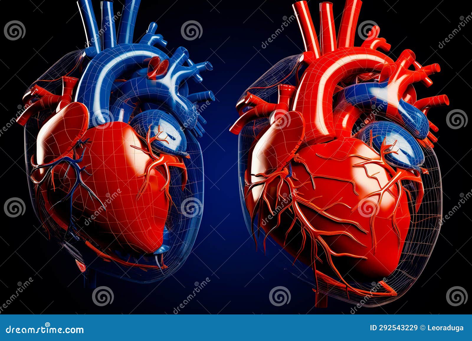 Anatomy of a Human Heart, Front and Side View. Generative AI Stock ...