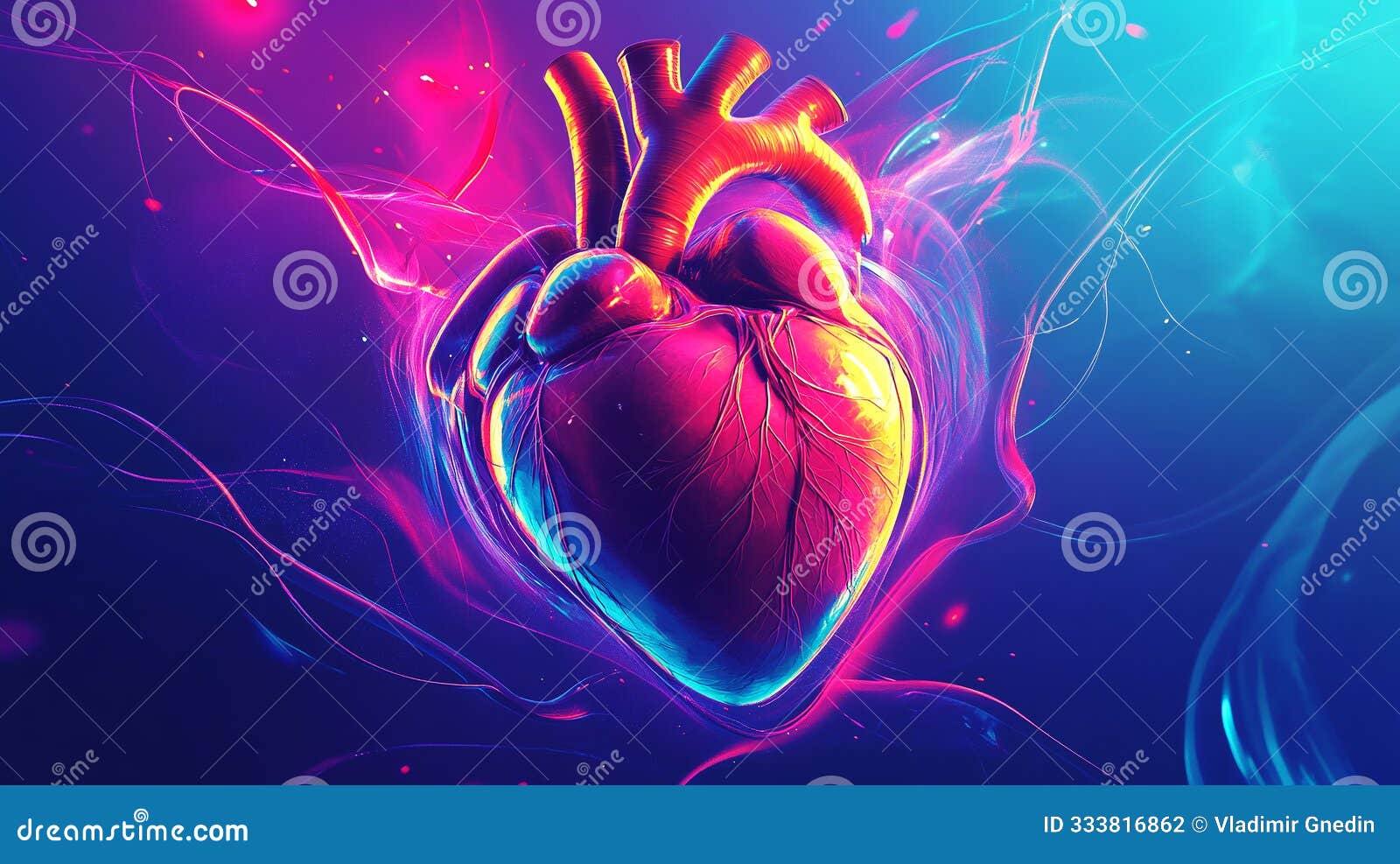 Anatomy of the Human Heart on a Scientific Basis. 3D Illustration Stock ...