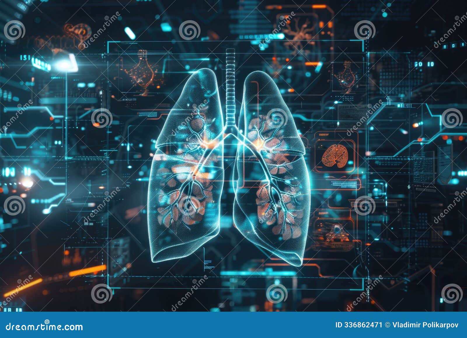 Anatomy of the Human Lungs, Showing Internal Structures and Details ...