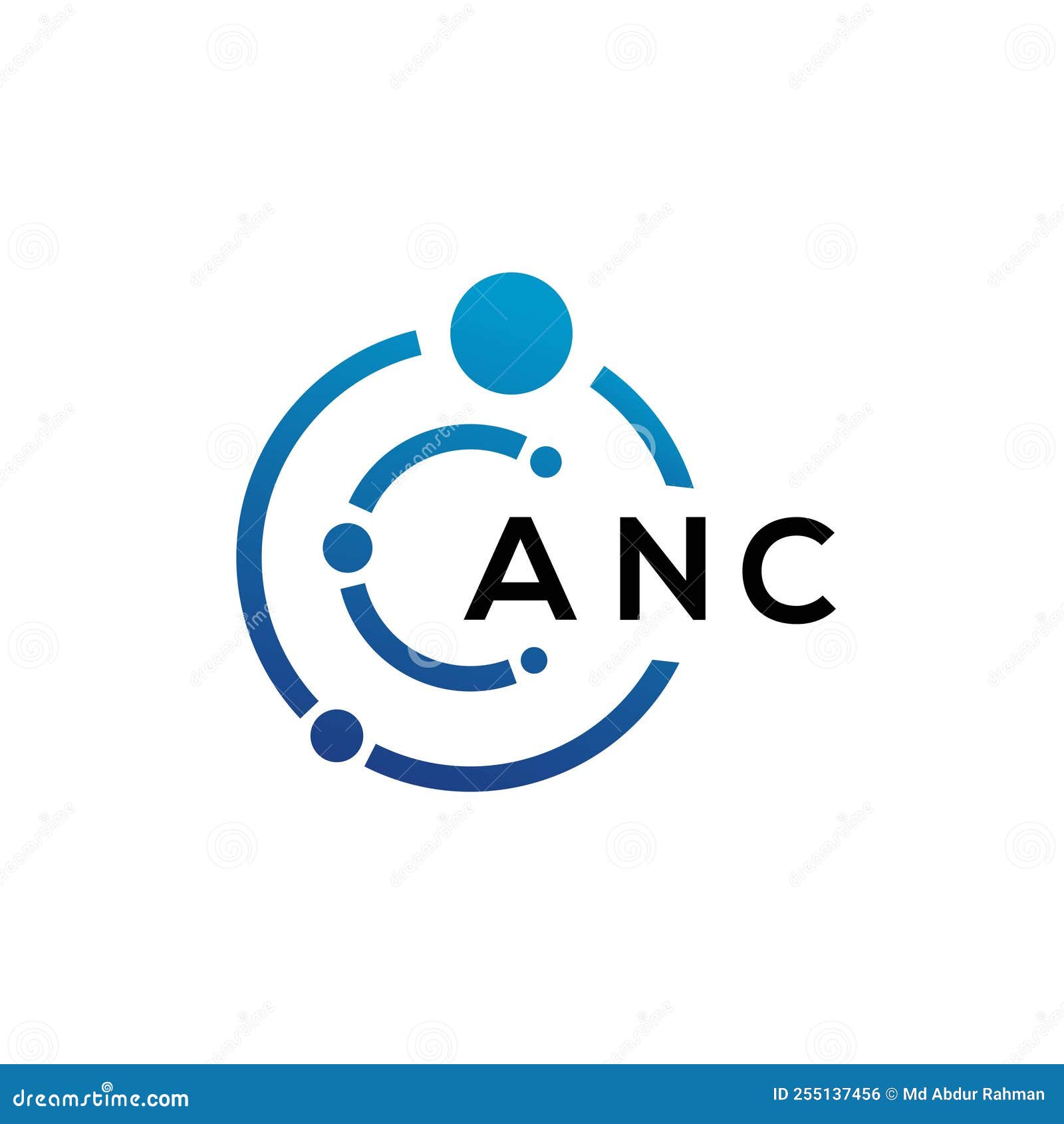 ANC Letter Logo Design On Black Background. ANC Creative Initials ...