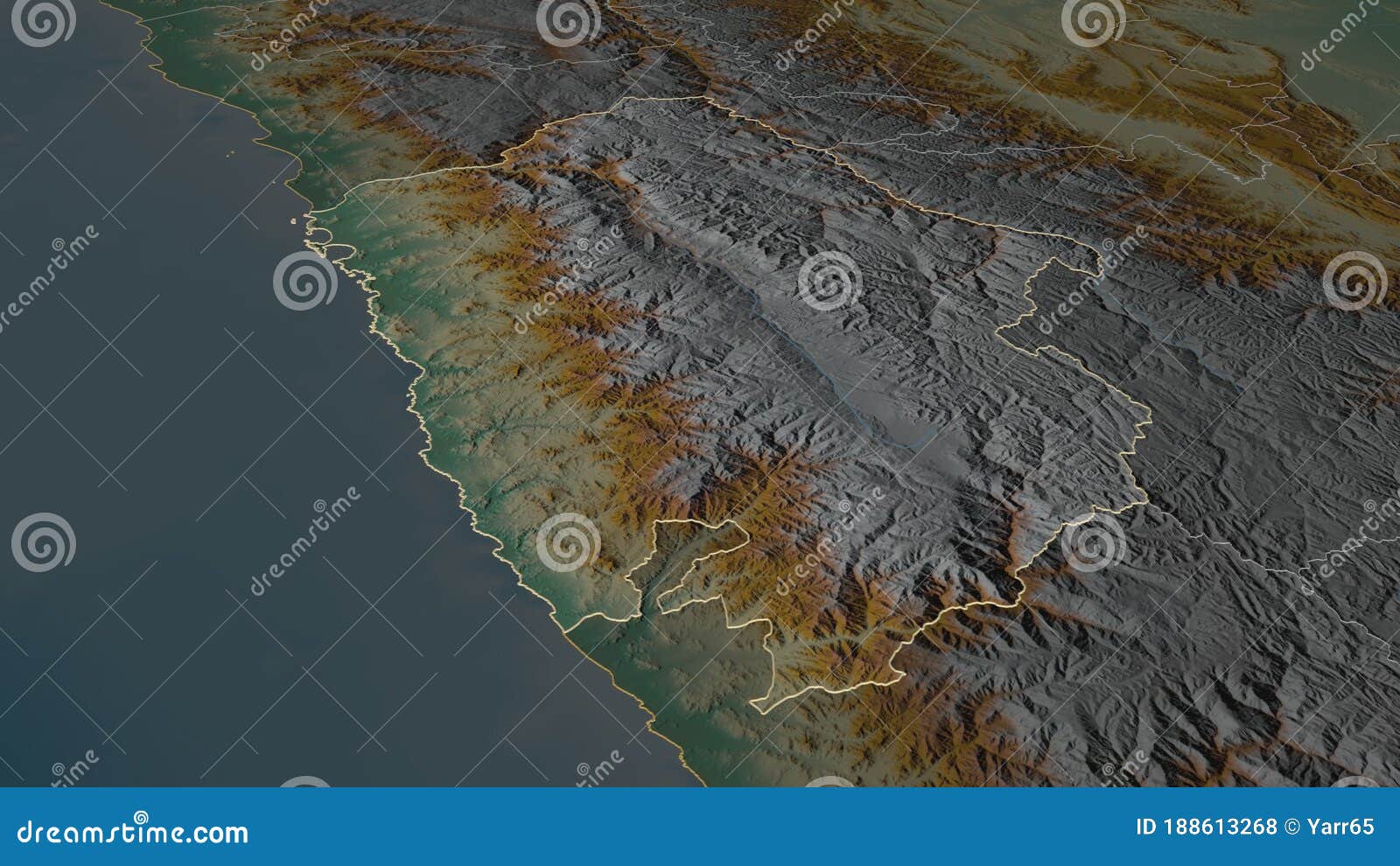 Ancash, Peru - Outlined. Relief Stock Illustration - Illustration of ...