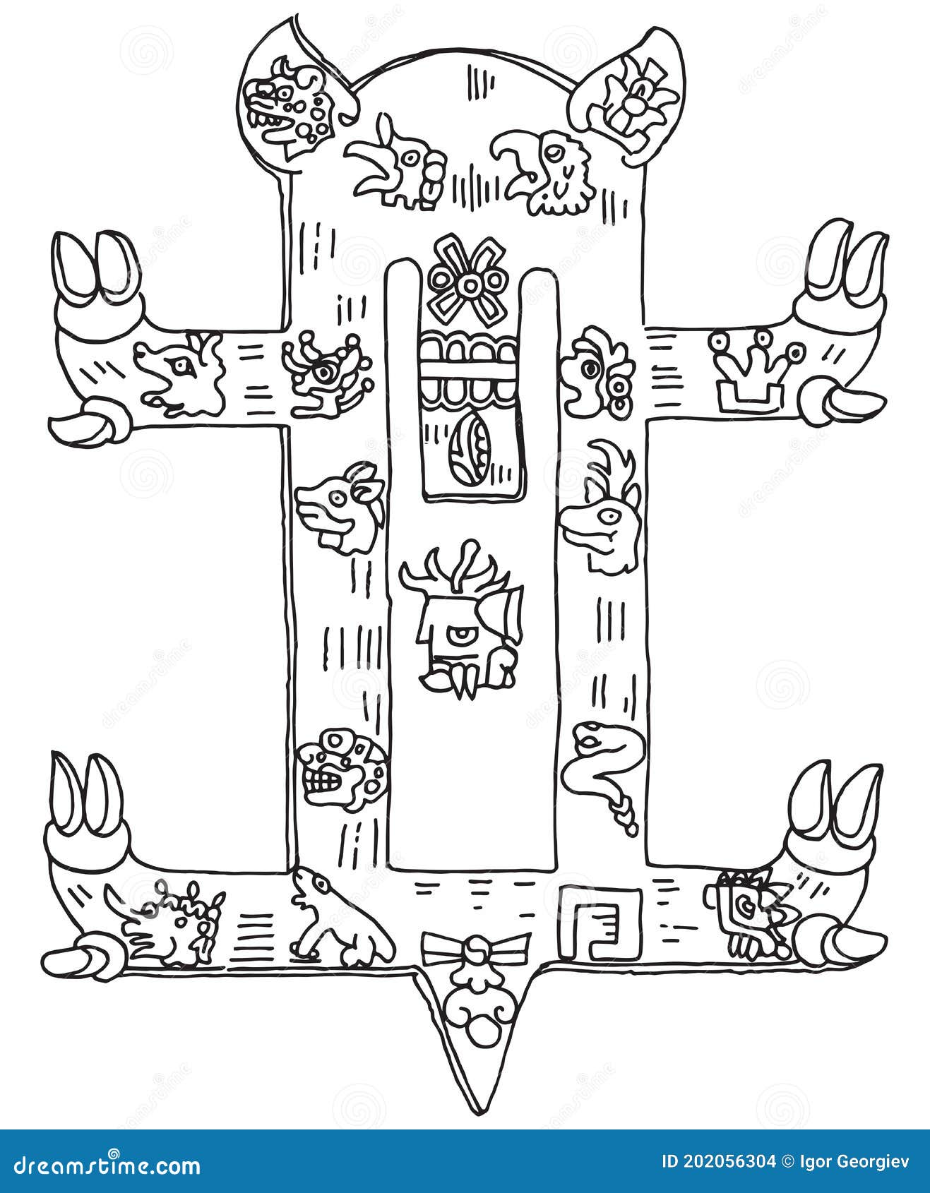 Ancent Mexican Tattoo Flash Set. Set Of Aztec Labels And Elements ...