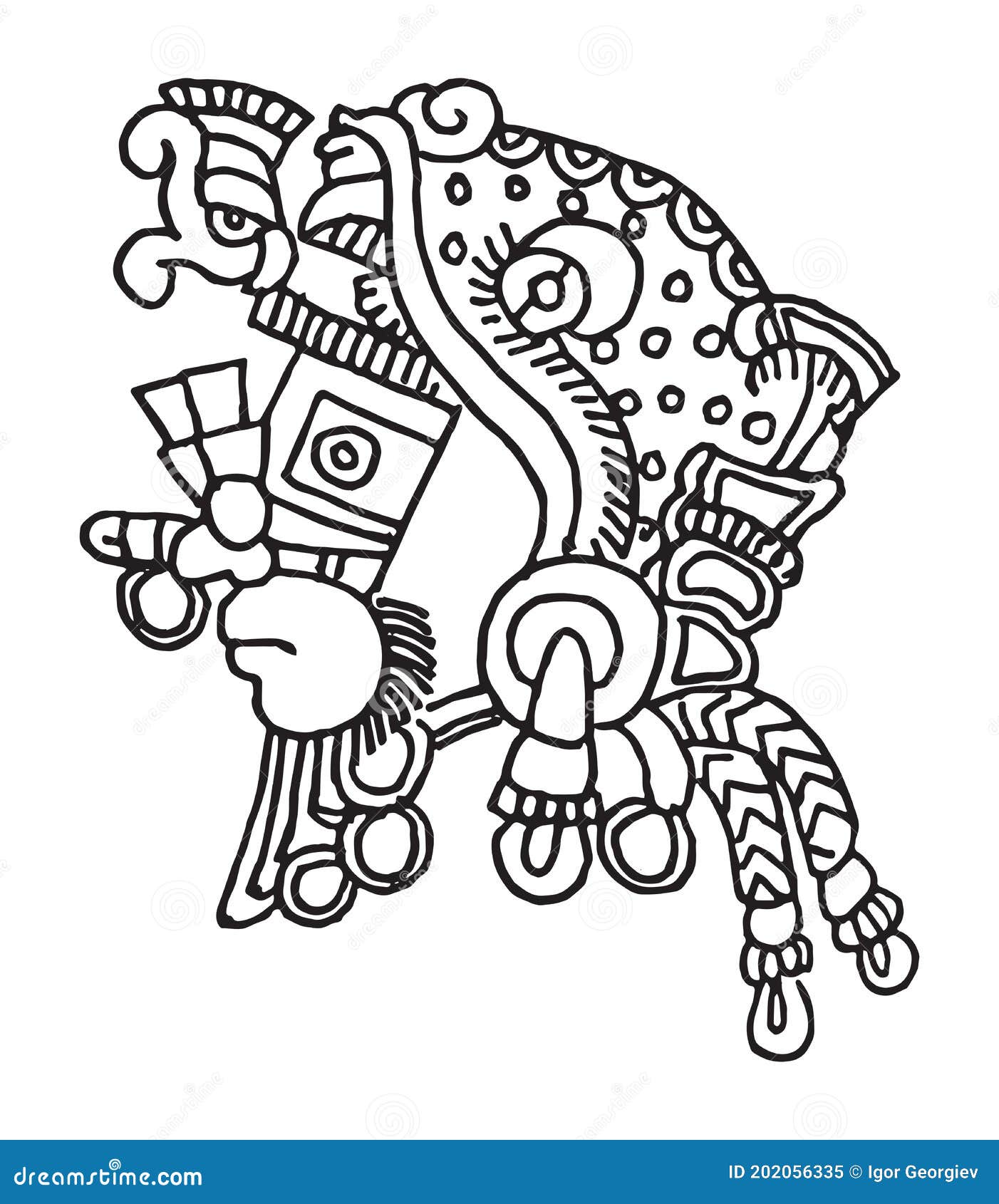 Ancent Mexican Tattoo. Set of Aztec Labels and Elements. Vector Set ...