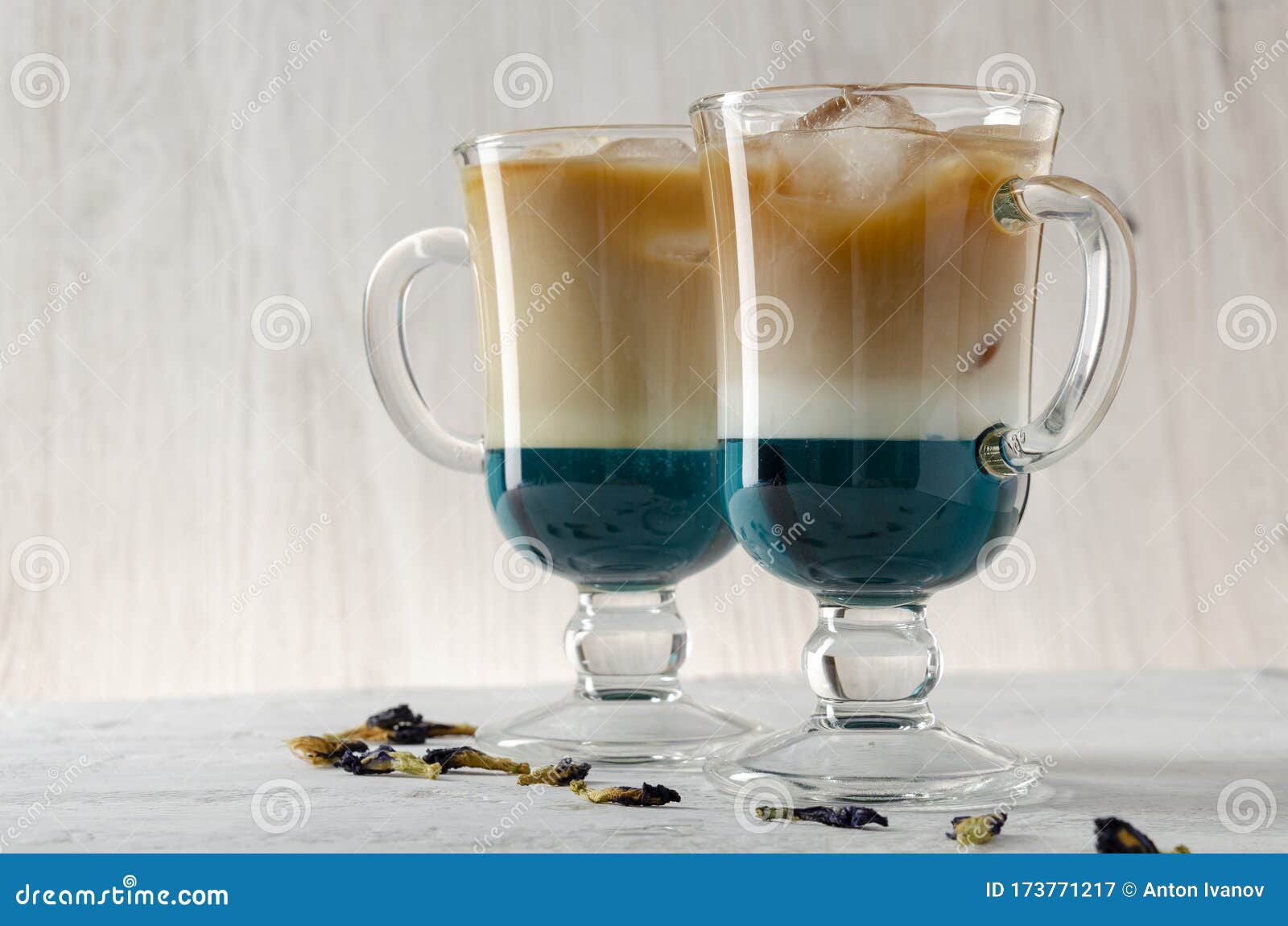 Anchan Butterfly Pea with Coffee and Milk. Anchan Latte Stock Image ...