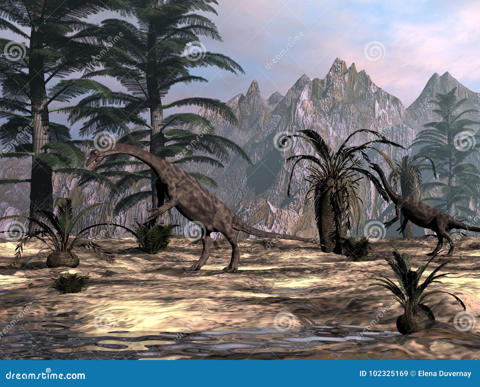 Anchisaurus Dinosaurs -3D Render Stock Illustration - Illustration of ...