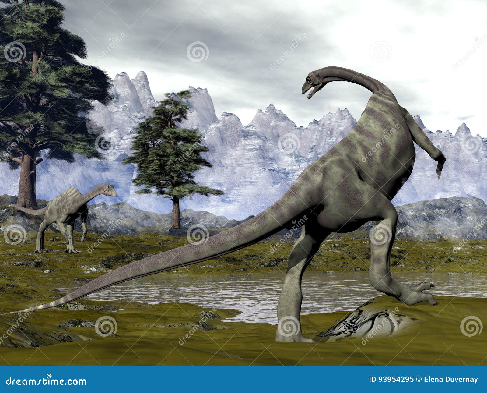 Anchisaurus Dinosaurs - 3D Render Stock Illustration - Illustration of ...
