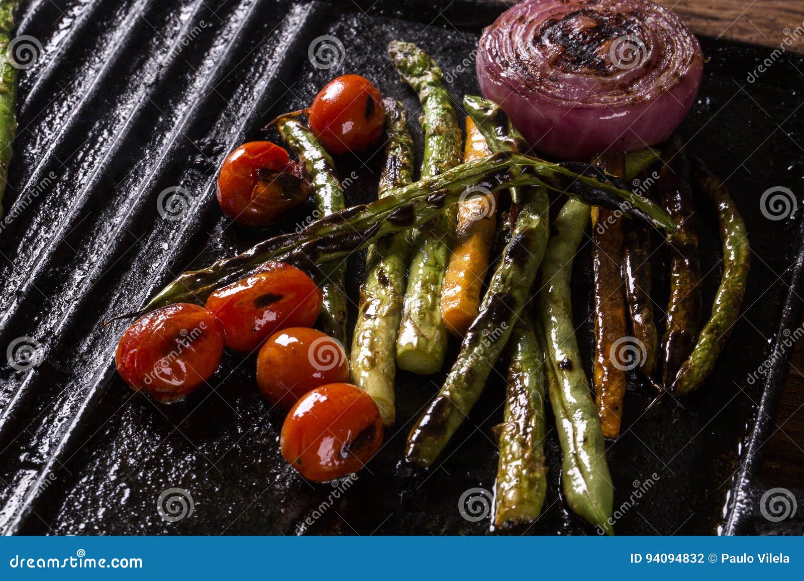 Ancho Steak with Grilled Vegetables on the Grill Stock Photo - Image of ...