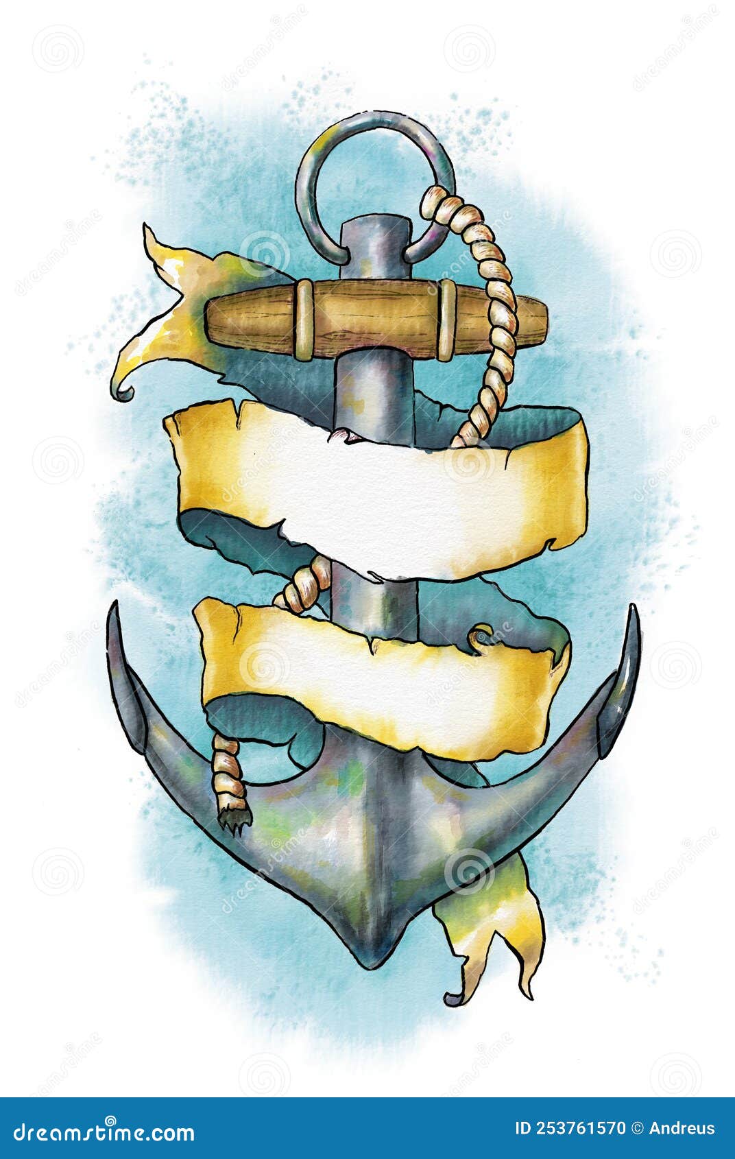 Anchor and banner stock illustration. Illustration of marine - 253761570