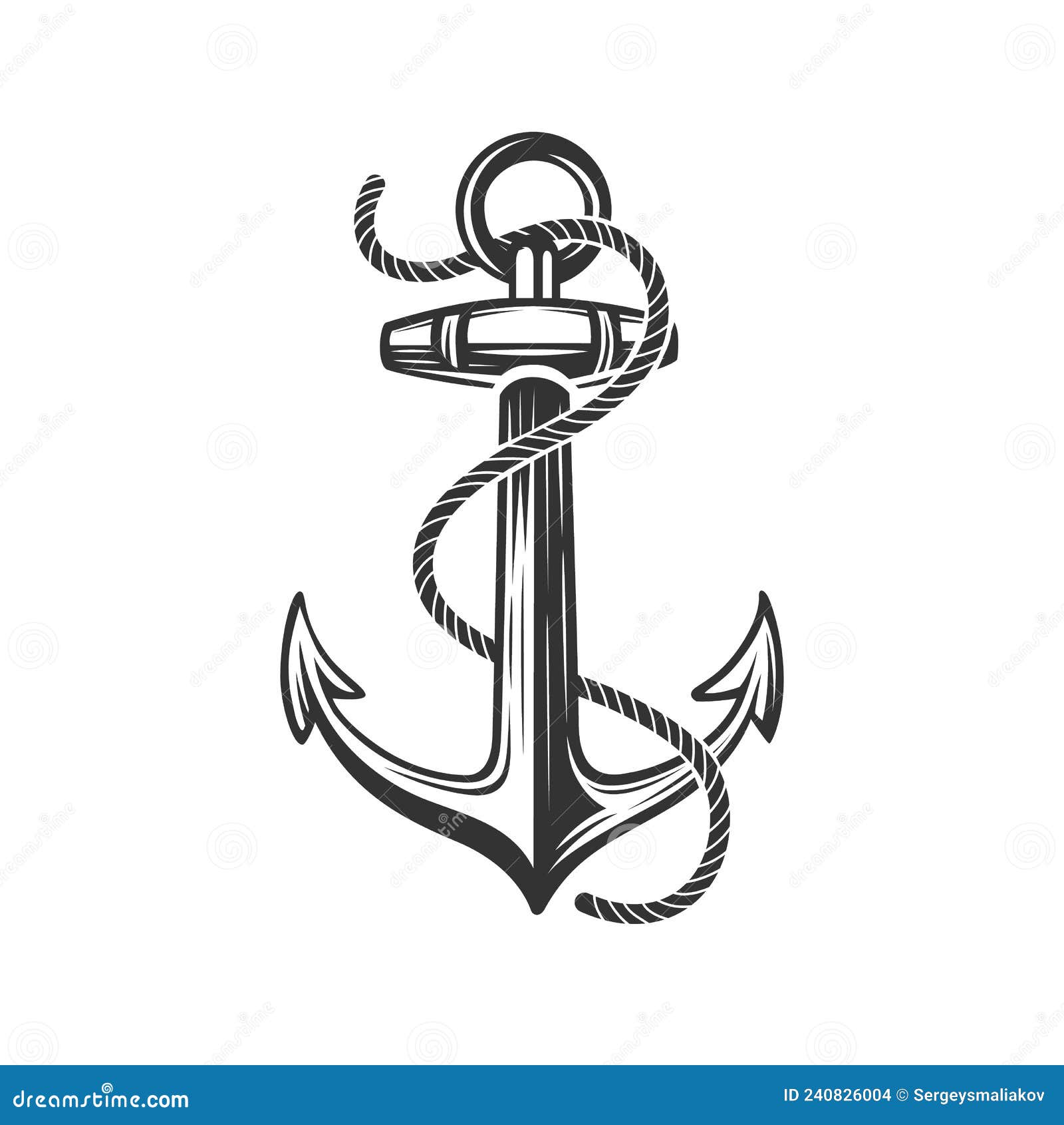 Anchor. Black and White Vector Illustration Stock Vector - Illustration ...