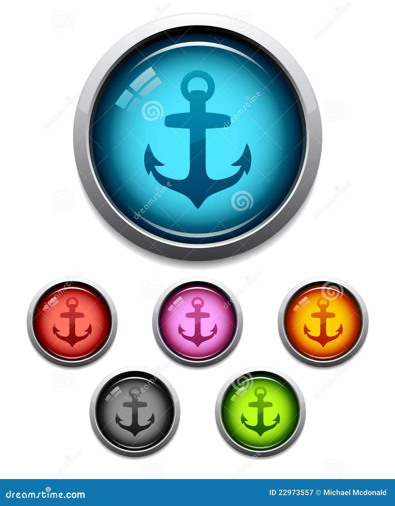 Anchor button icon stock vector. Illustration of globe - 22973557