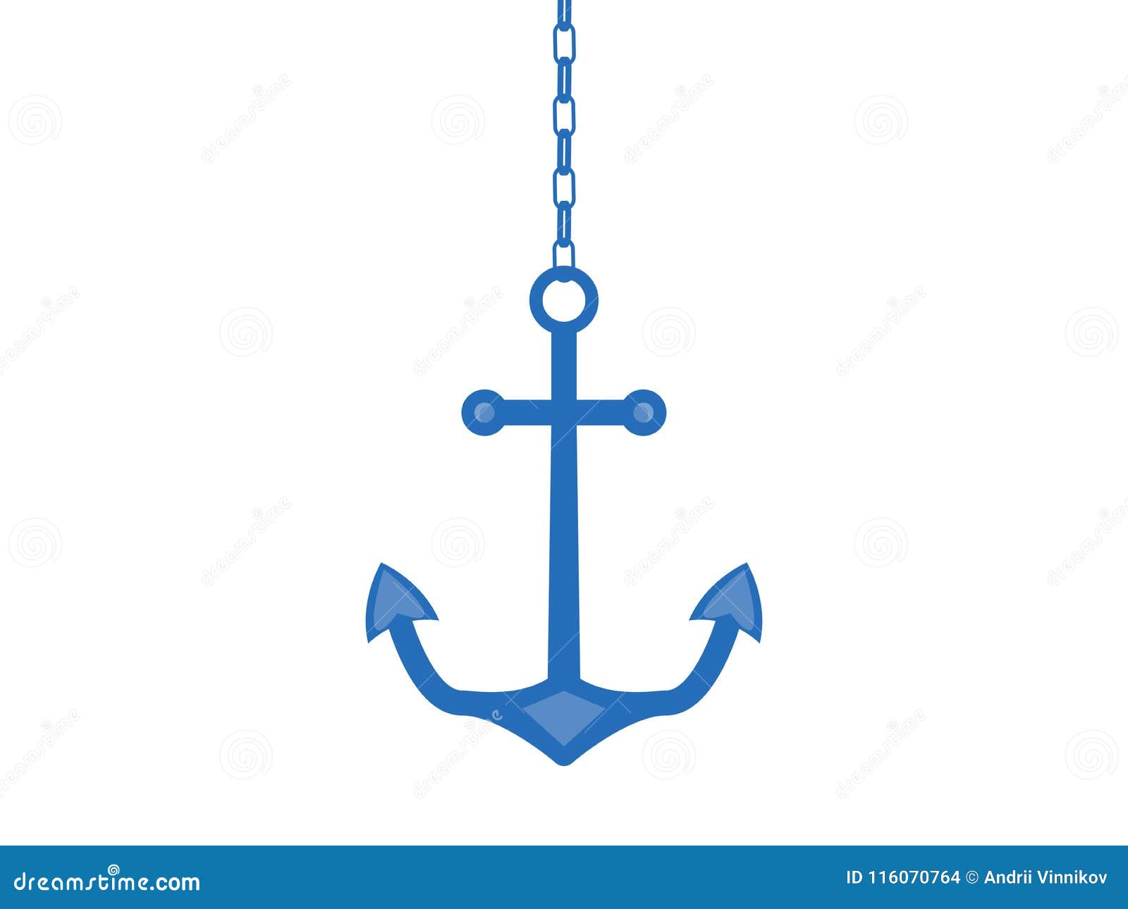 Anchor on a Chain, Isolated on White Background. Vector Stock Vector ...