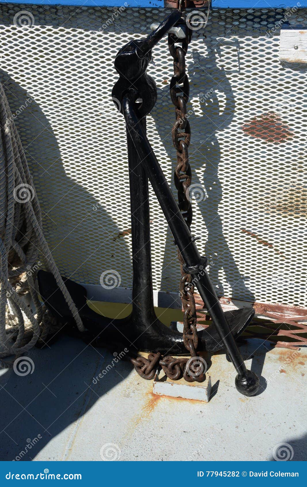 Anchor and chain stock photo. Image of black, boat, stands - 77945282