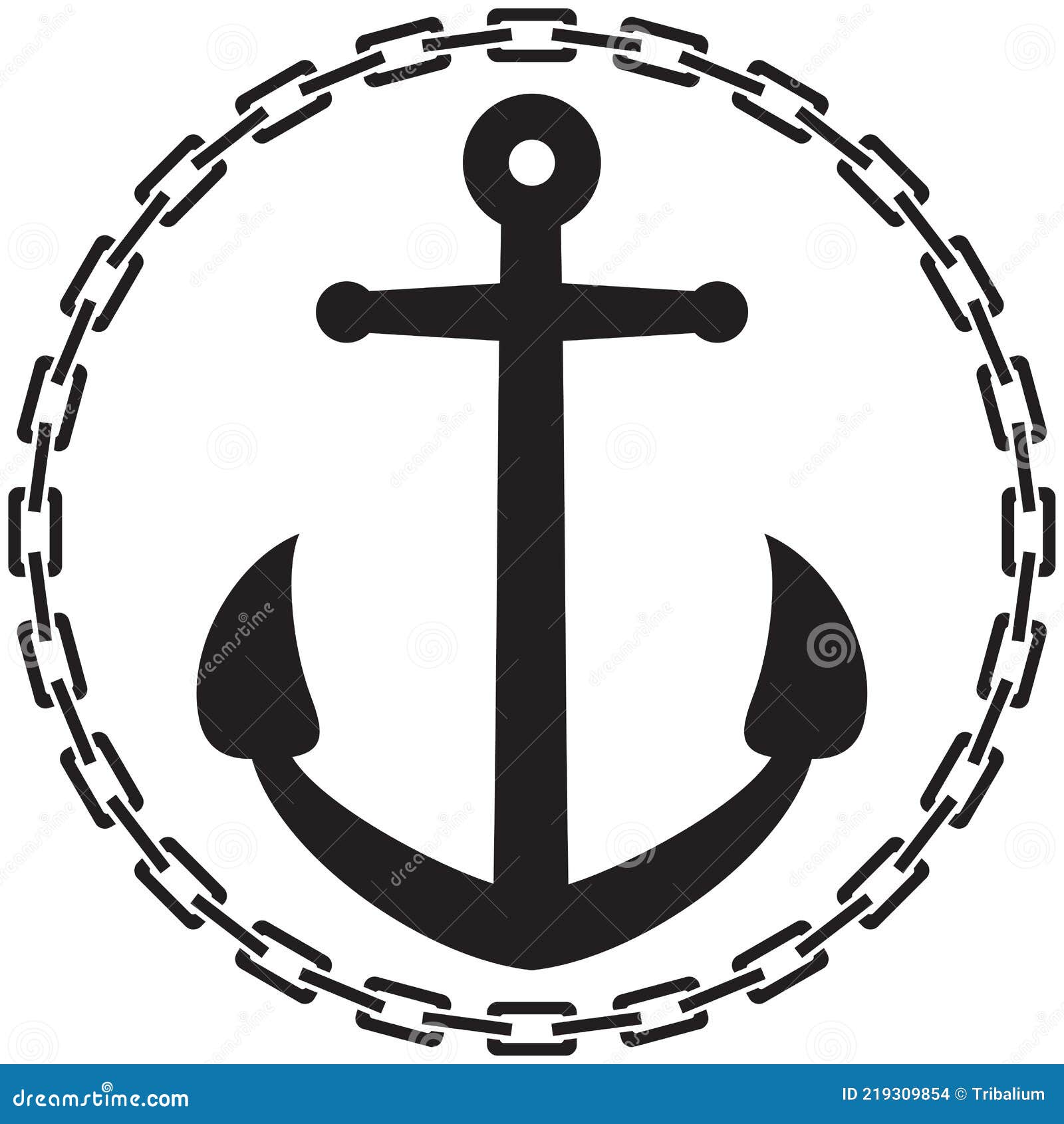 Anchor with Chain Round Circle Vector Stock Vector - Illustration of ...