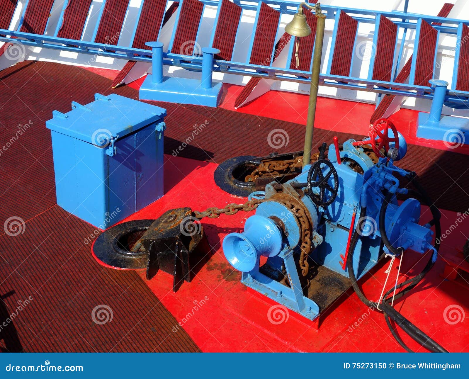 Red Capstan Winch By Sea Stock Photo | CartoonDealer.com #202812786