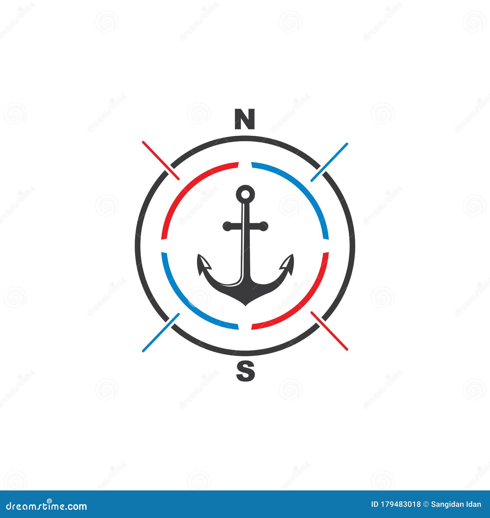 Anchor Compass Concept Icon Logo Vector Illustration Stock Vector ...