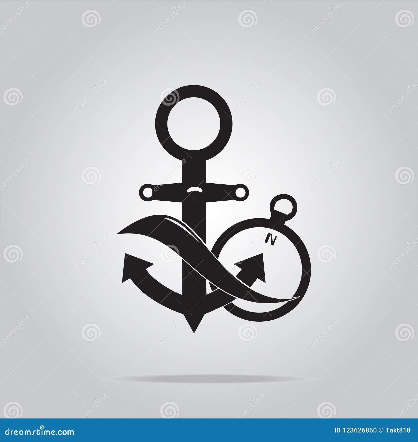Anchor and compass icon stock vector. Illustration of monochrome ...