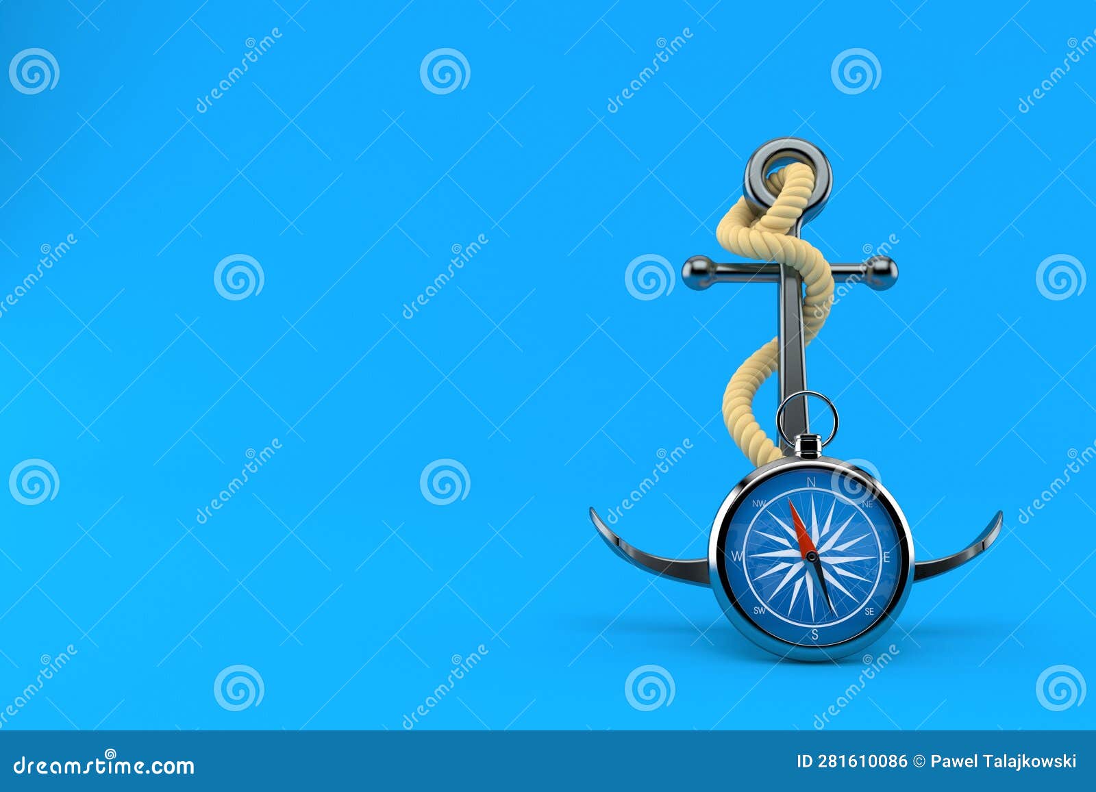 Anchor with compass stock illustration. Illustration of journey - 281610086