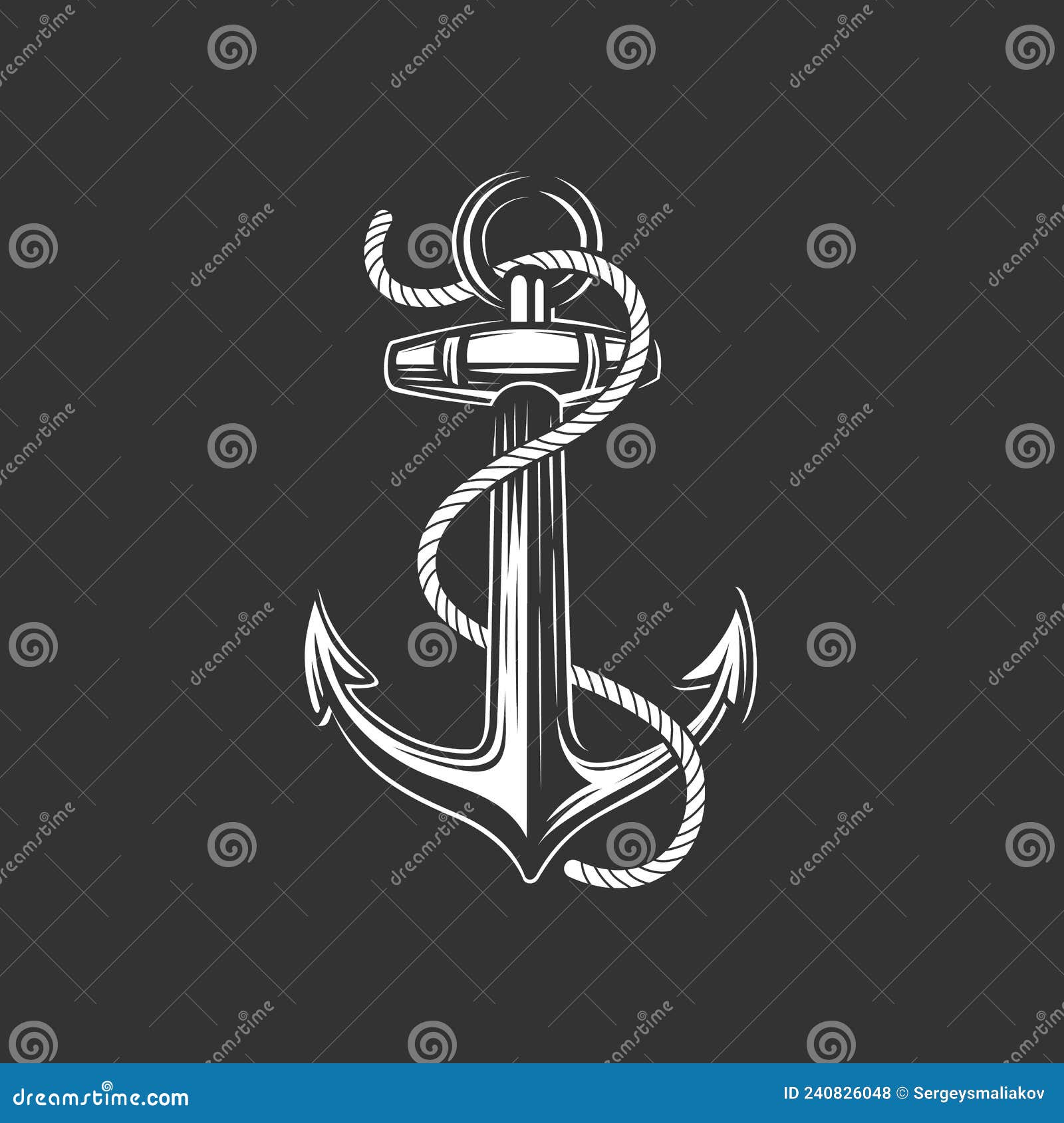Anchor. Black and White Illustration Stock Vector - Illustration of ...