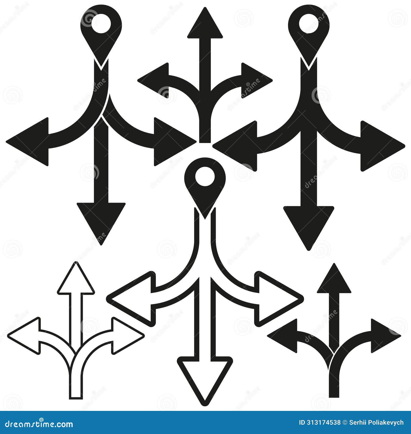 Anchor and Direction Arrows. Decision Making Concept. Vector ...