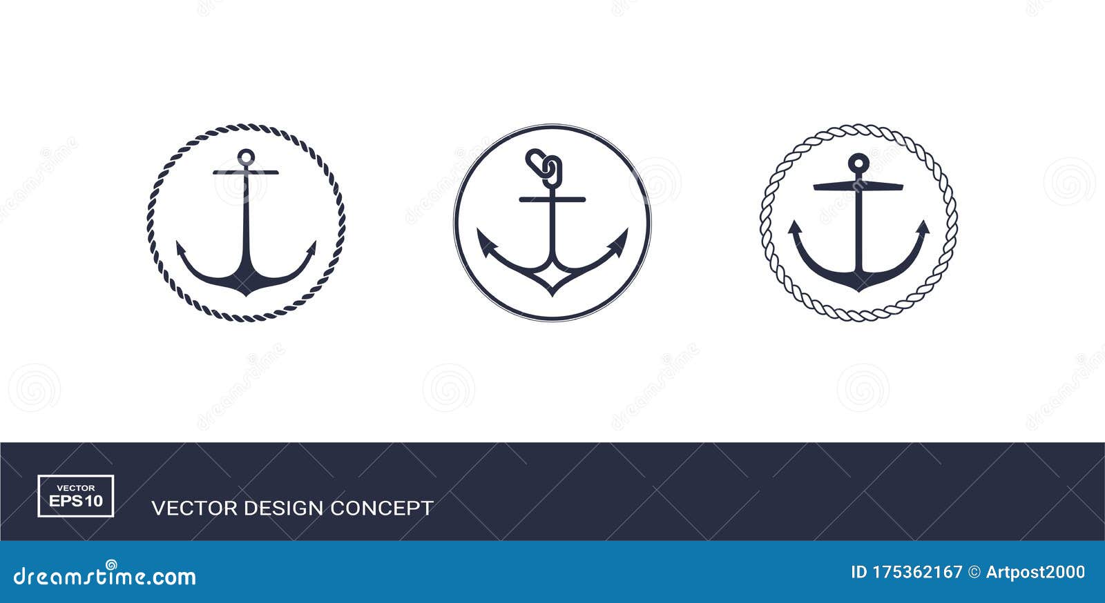 Anchor Emblems with Circular Frame. Stock Vector - Illustration of ...