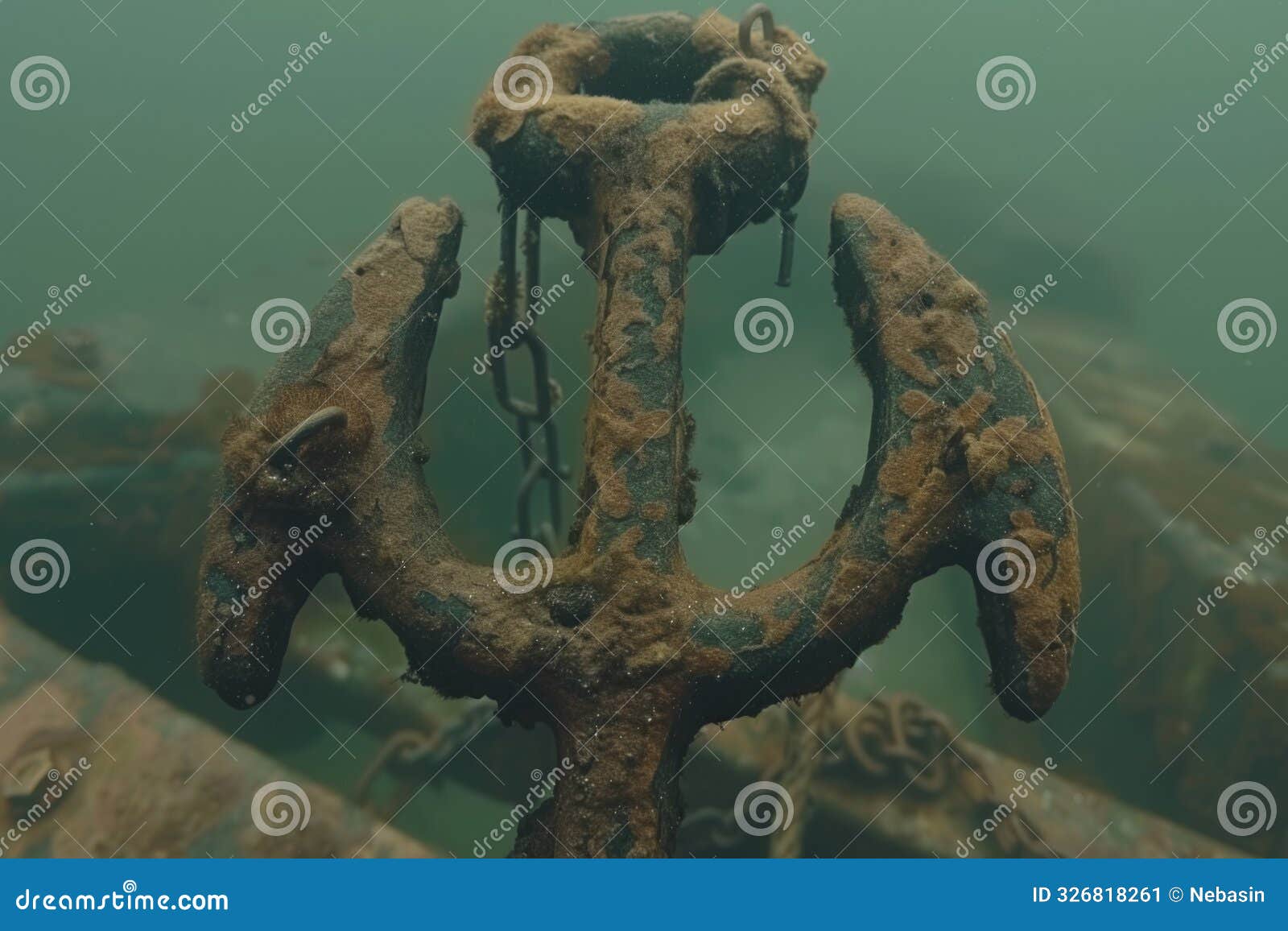 An Anchor, Encrusted with Barnacles and Time, Rests on the Ocean Floor ...
