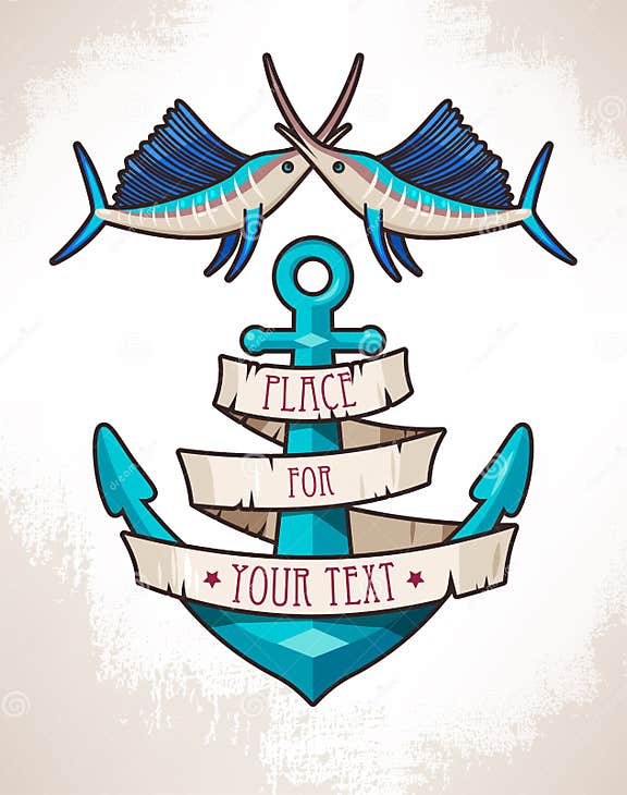 Anchor and fish stock vector. Illustration of design - 60731471