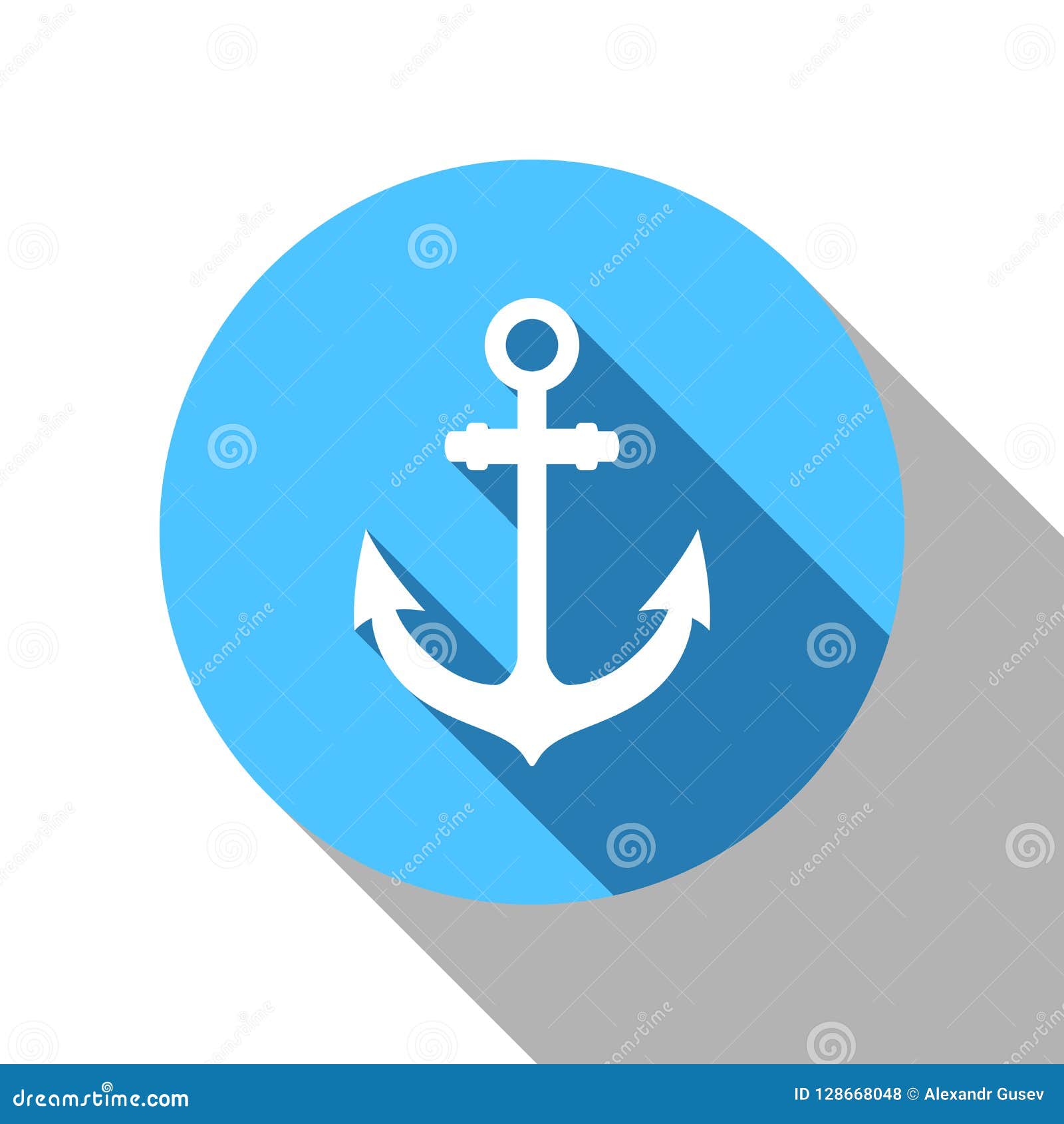 Anchor Flat Blue Shadow Icon. Stock Vector - Illustration of ship ...