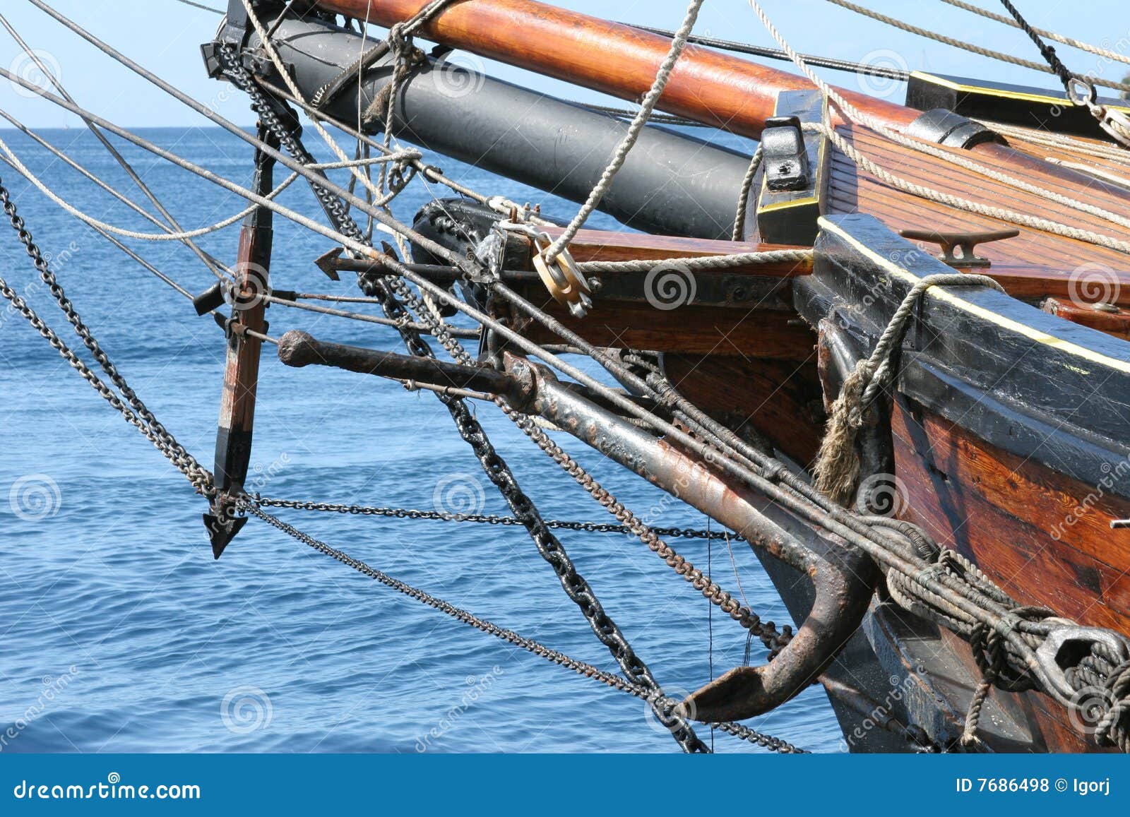 Anchor and Front Part of Vessel Stock Photo - Image of hook, harbor ...
