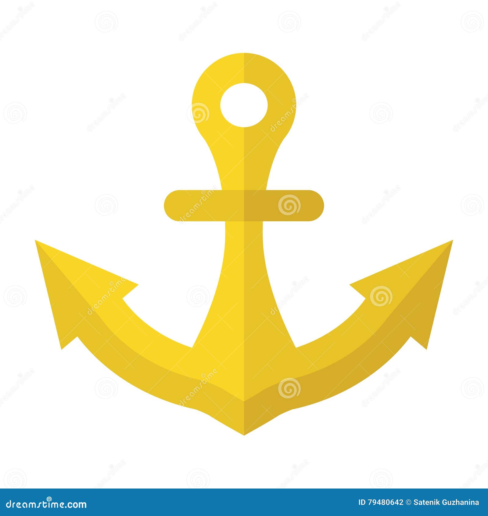 Anchor of gold metal stock vector. Illustration of ocean - 79480642